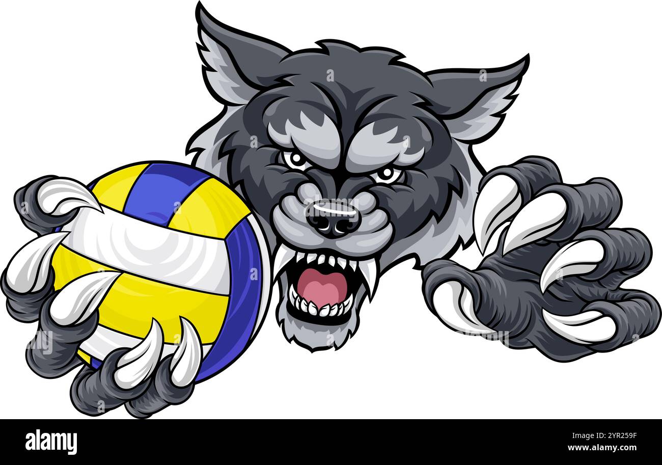 Wolf Werewolf Volleyball Volley Ball Claw Mascot Stock Vector Image ...