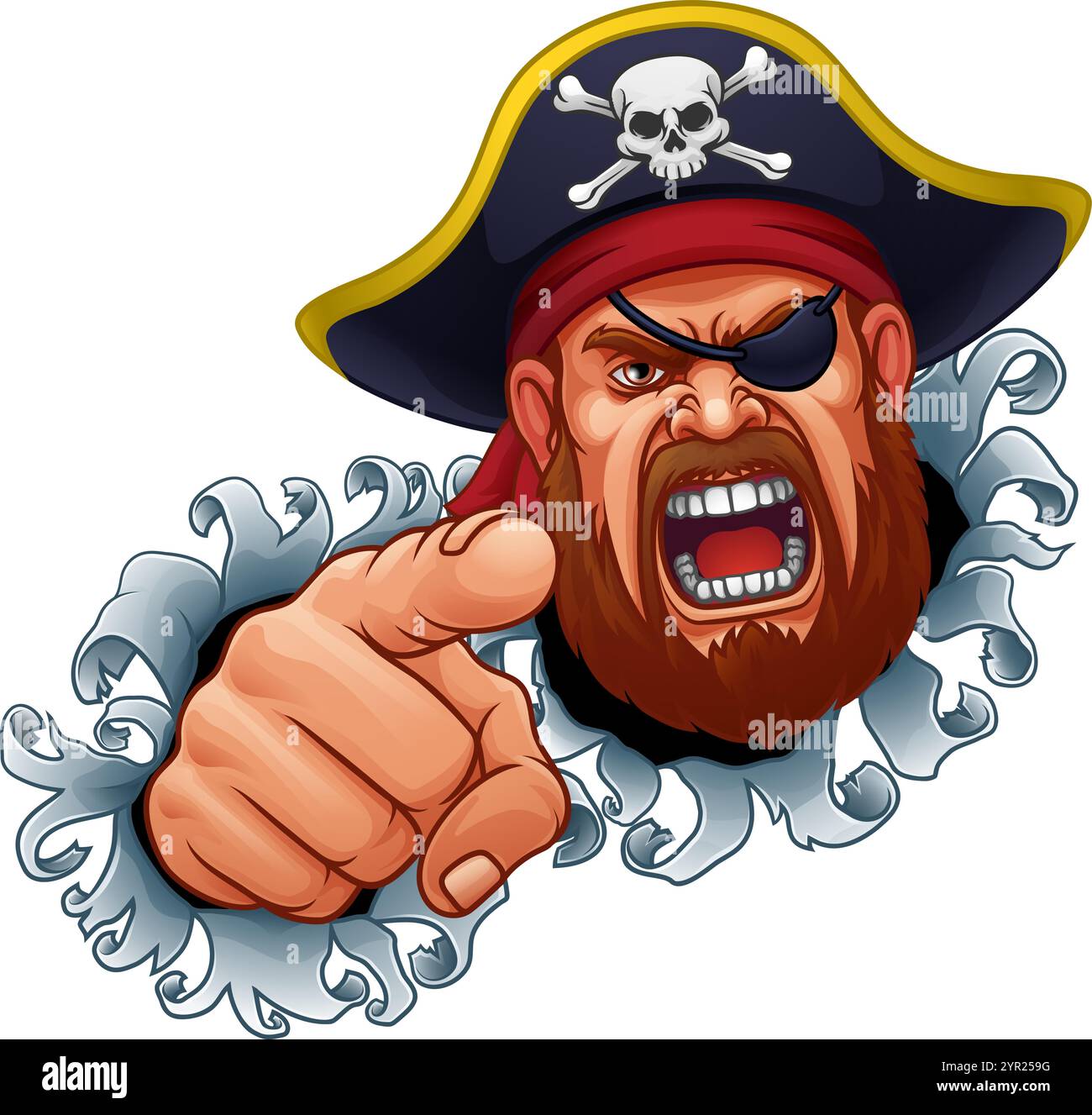 Pirate Captain Angry Mascot Cartoon Man Face Head Stock Vector Image ...