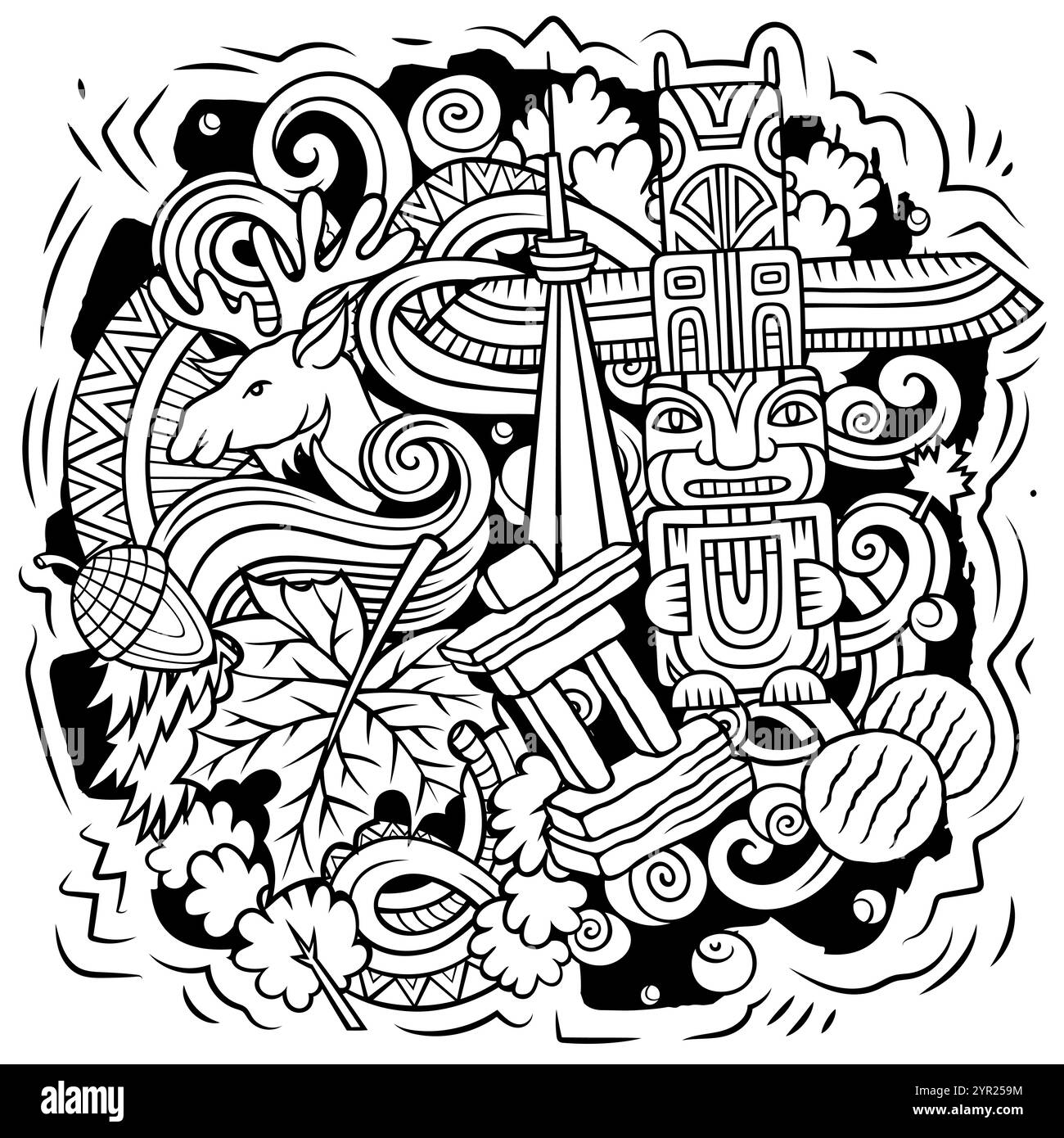 Canada cartoon doodle illustration. Funny Canadian design. Creative ...