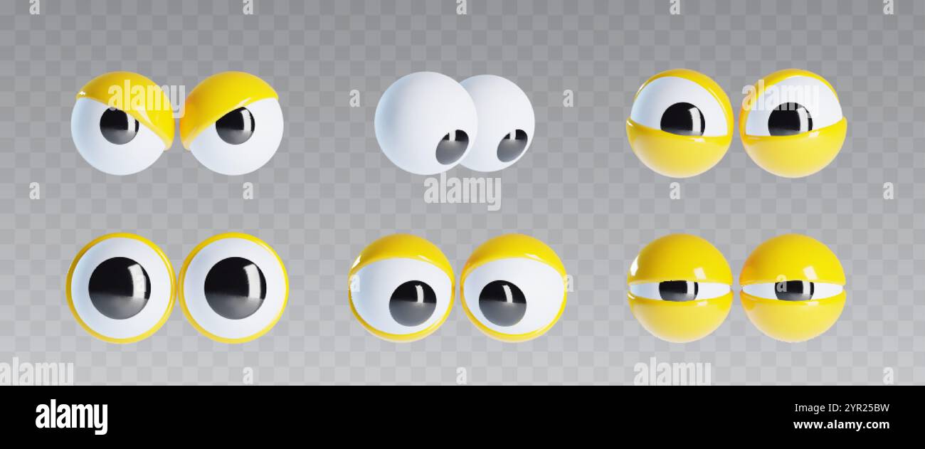 Googly eyes set isolated on transparent background. Vector realistic ...