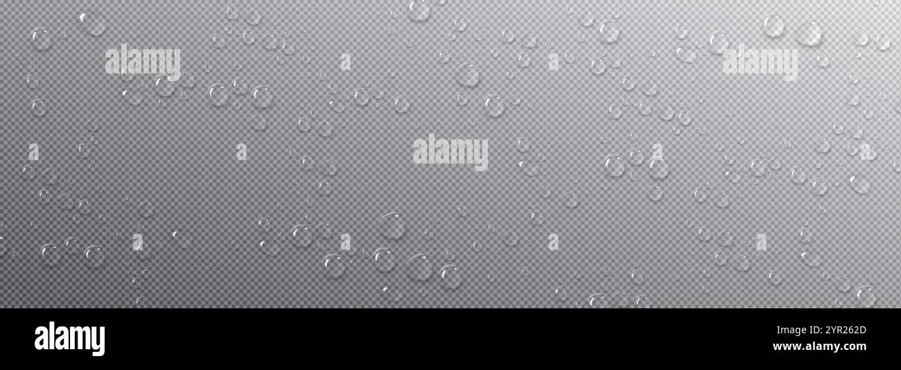 Water droplets on glass or window surface. Condensation round drops on ...
