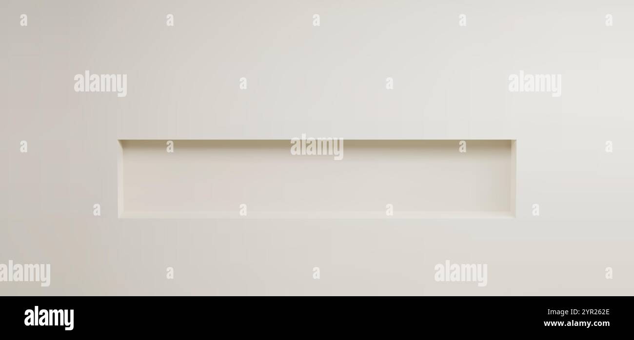 3d empty niche wall. Bookshelf box frame in room. Rectangle open museum ...