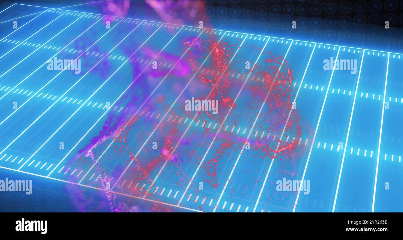 Data visualization and analysis over football field image. Analytics ...