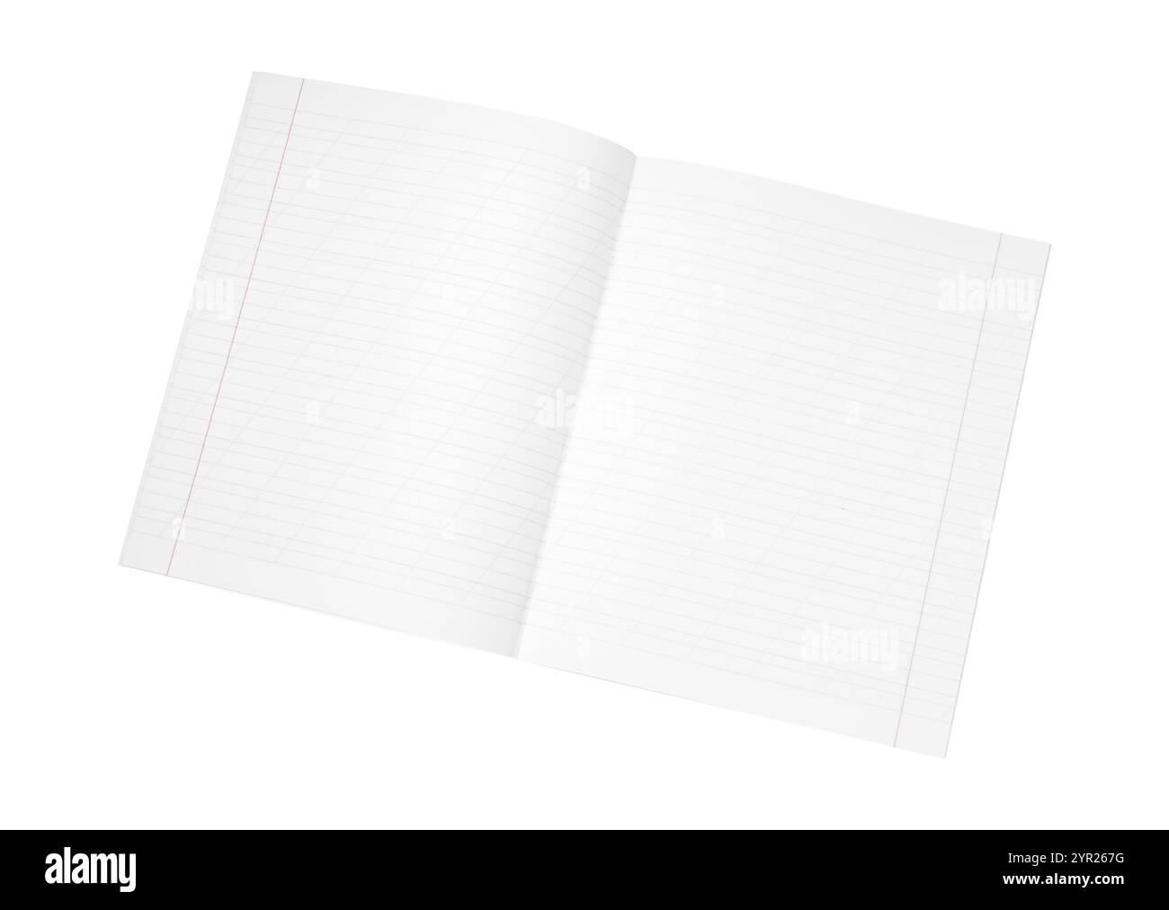 One open copybook isolated on white, top view. School stationery Stock ...