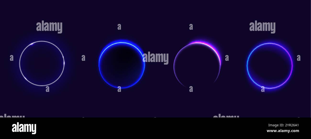Solar eclipse circles showing moon covering sun on dark background ...
