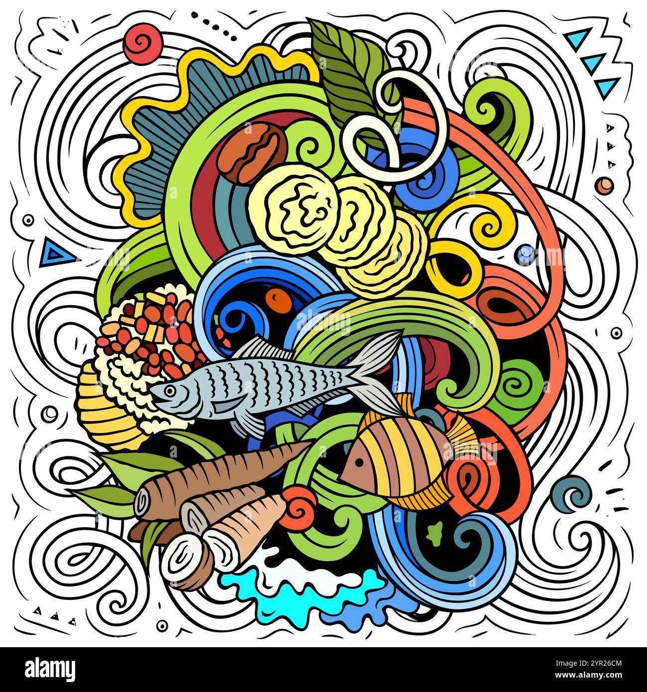 Vector funny doodle illustration with Panama theme. Colorful design ...