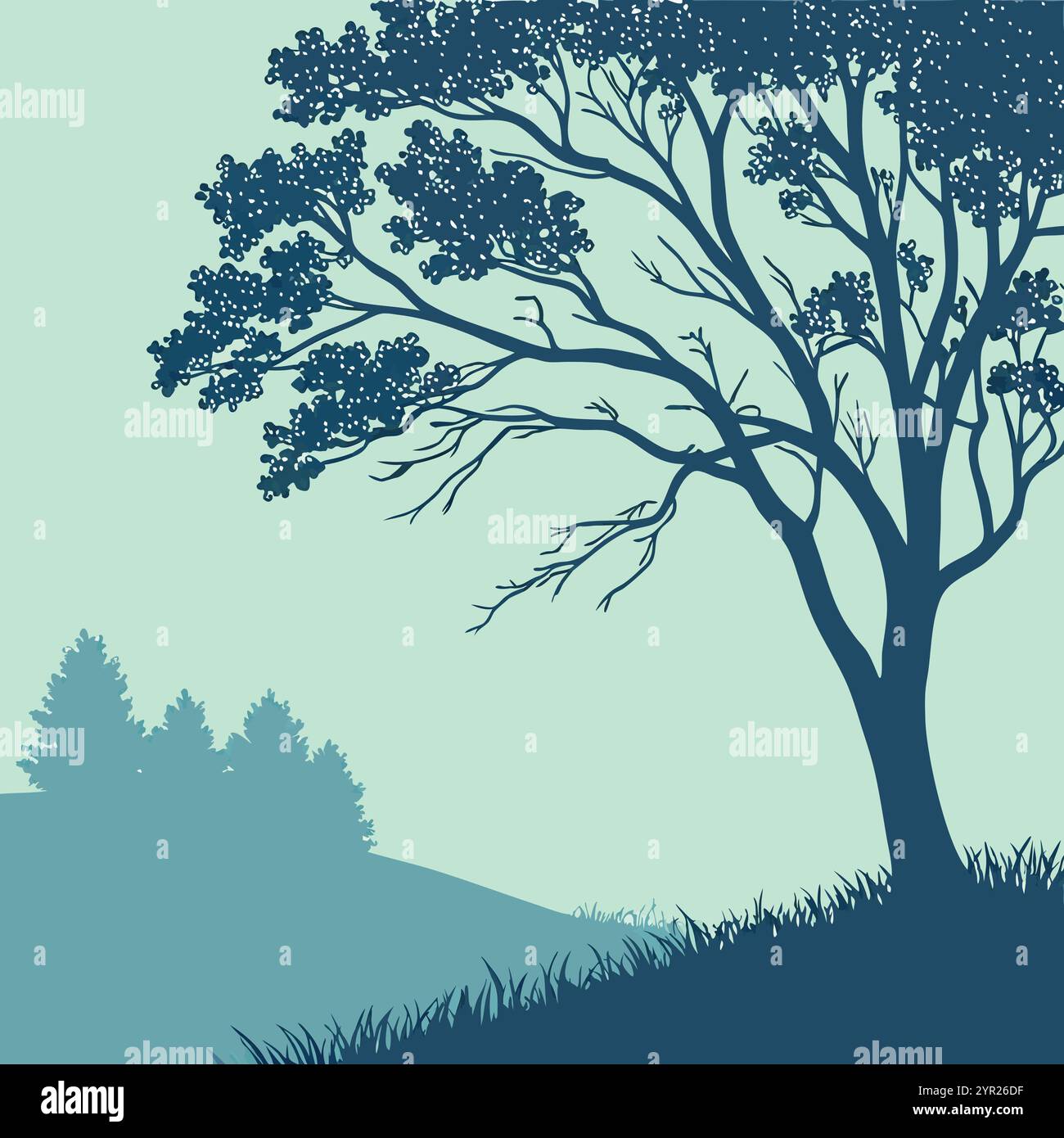 abstract nature background with trees . vector illustration Stock ...