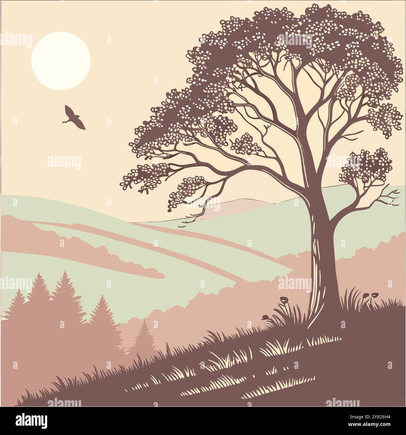 abstract nature background with trees . vector illustration Stock ...