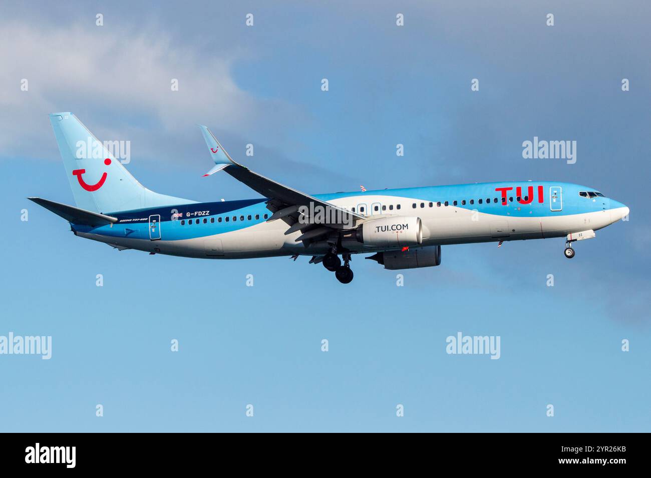 Boeing 737 airliner of the TUI Airways airline landing at Gran Canaria ...