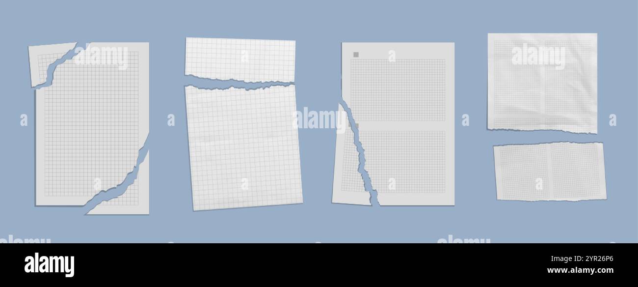 Torn paper sheets set isolated on background. Vector realistic ...