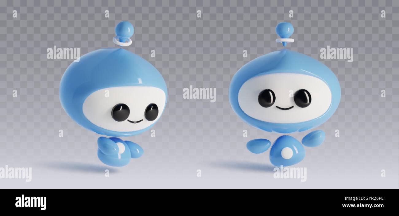 3d cute ai robot character. Chat bot mascot isolated vector icon ...