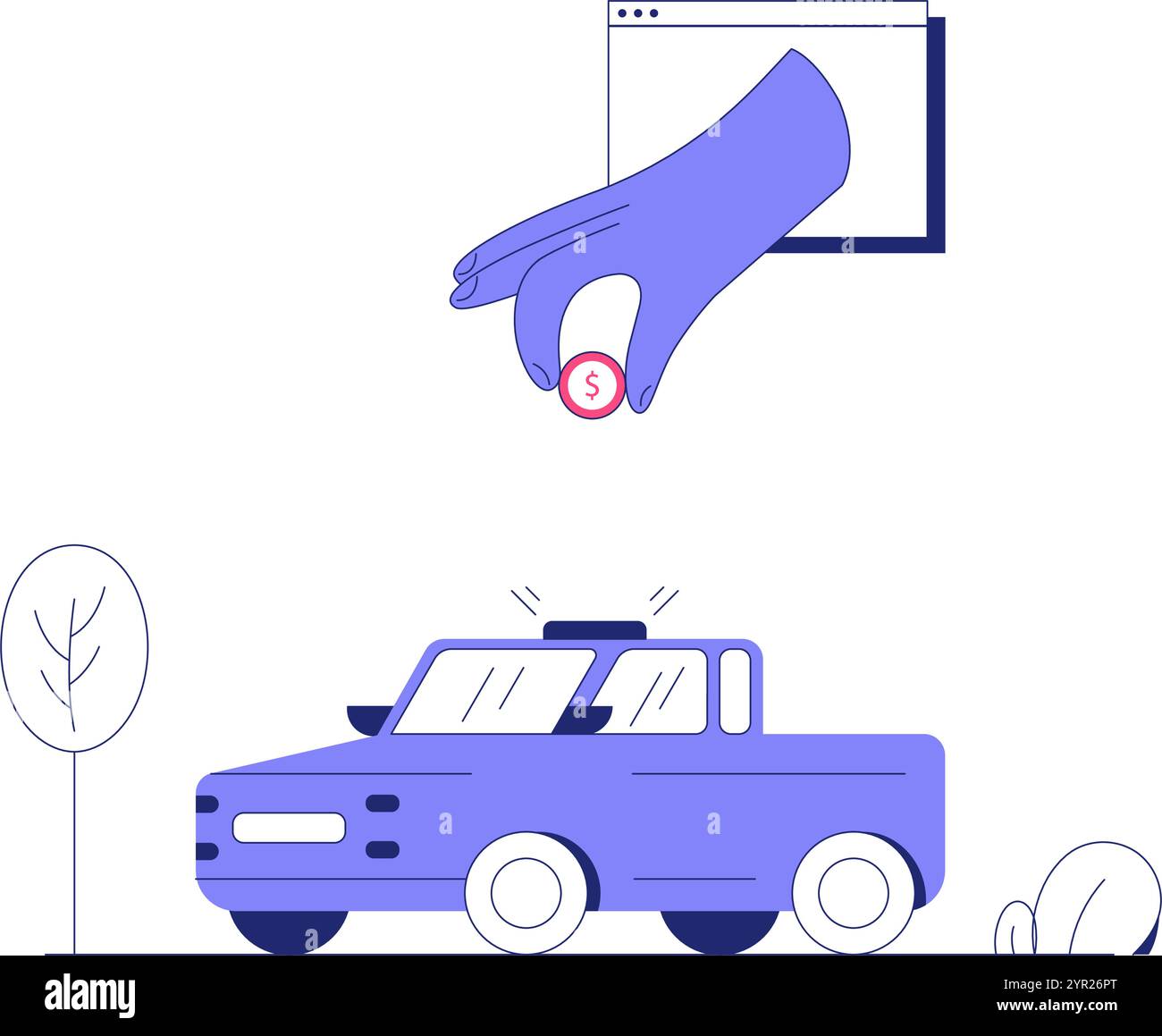 Hand Dropping Coin Into Car, Flat Vector Illustration Symbolizing Car ...