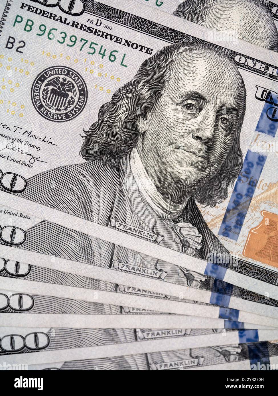 Close-up of inventor and U.S. founding father Benjamin Franklin's ...