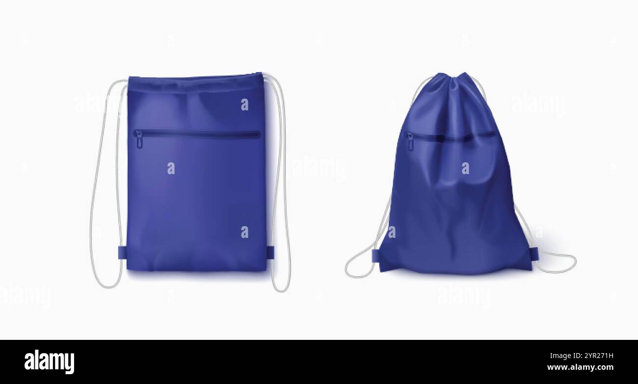 Drawstring backpack mockup. String pouch sport bag for gym. 3d fabric ...