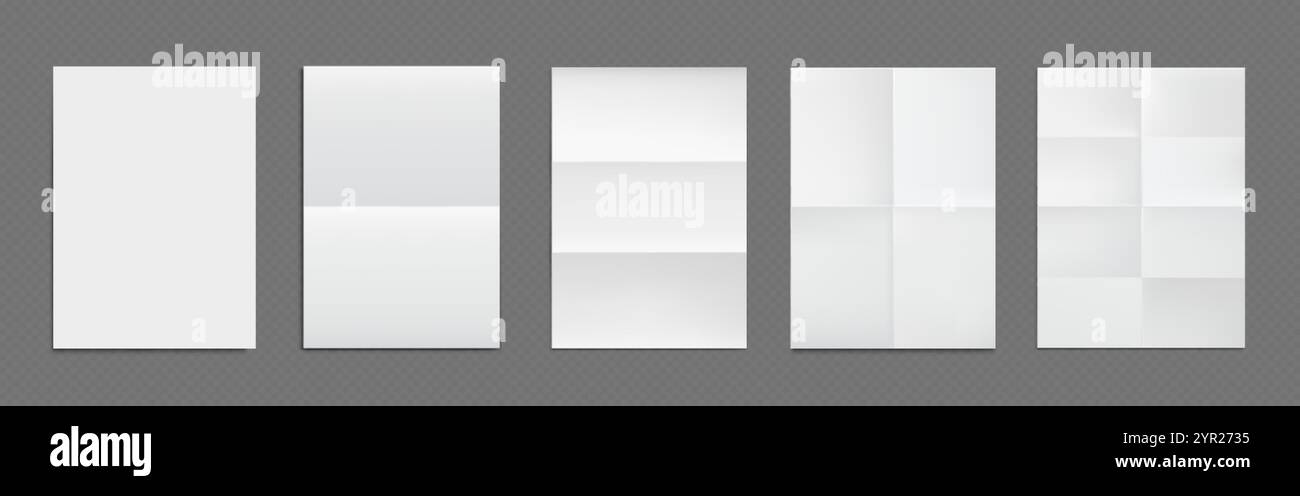 Folded paper sheets set isolated on transparent background. Vector ...
