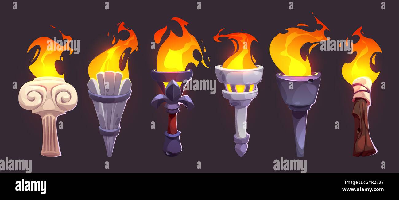 Cartoon medieval torch flame light hi-res stock photography and images ...