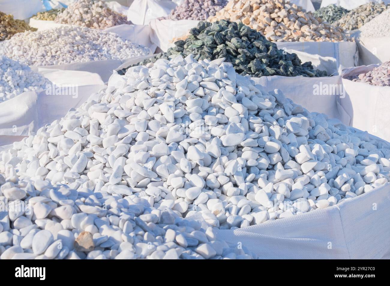 Dolomite mineral stones are sold in construction market. White ...