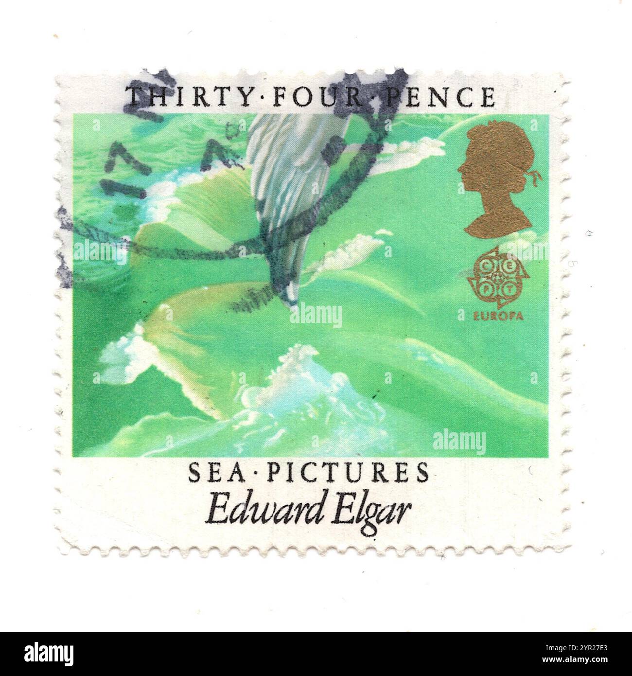 A vintage postage stamp from Great Britain featuring Sea Pictures by ...