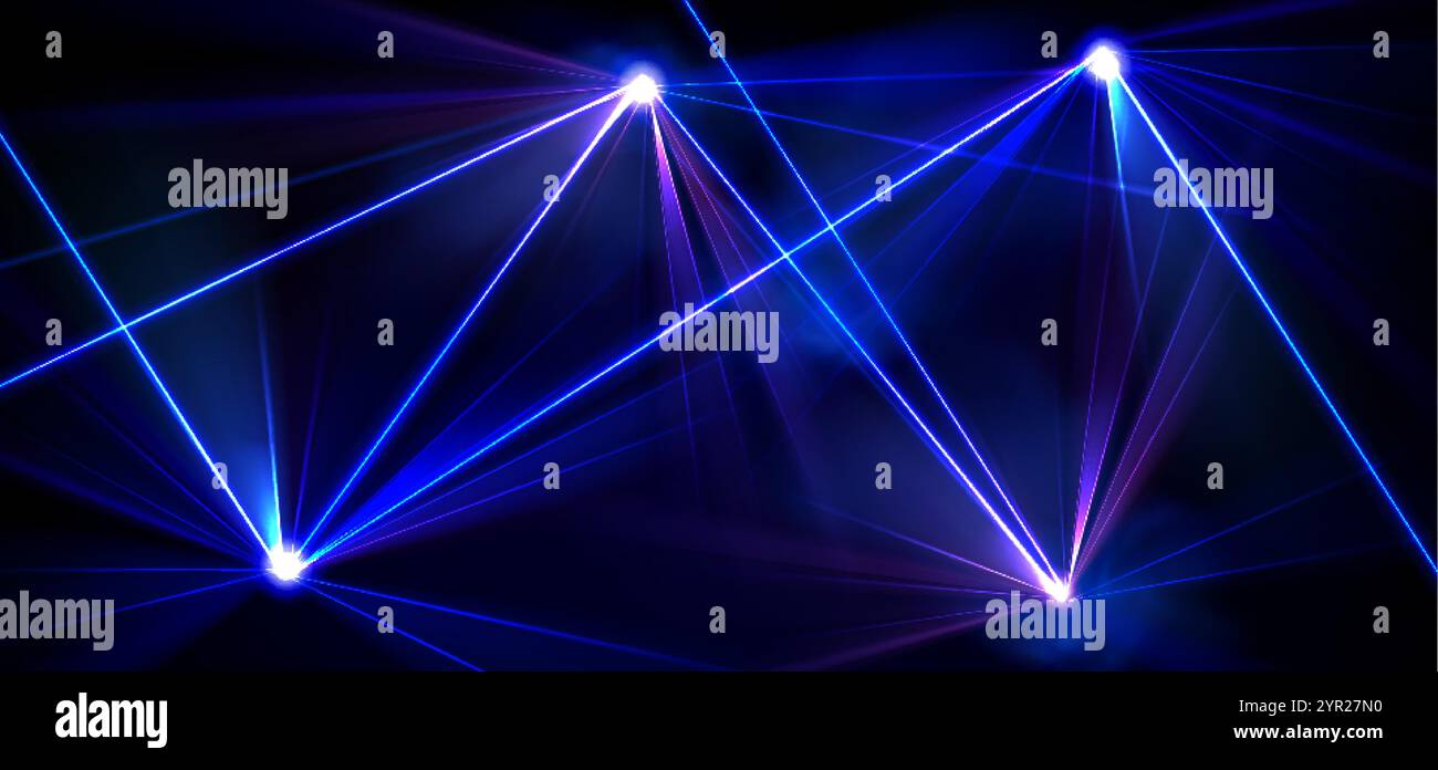 Blue laser light beam stage background for club. Led spotlight show for ...