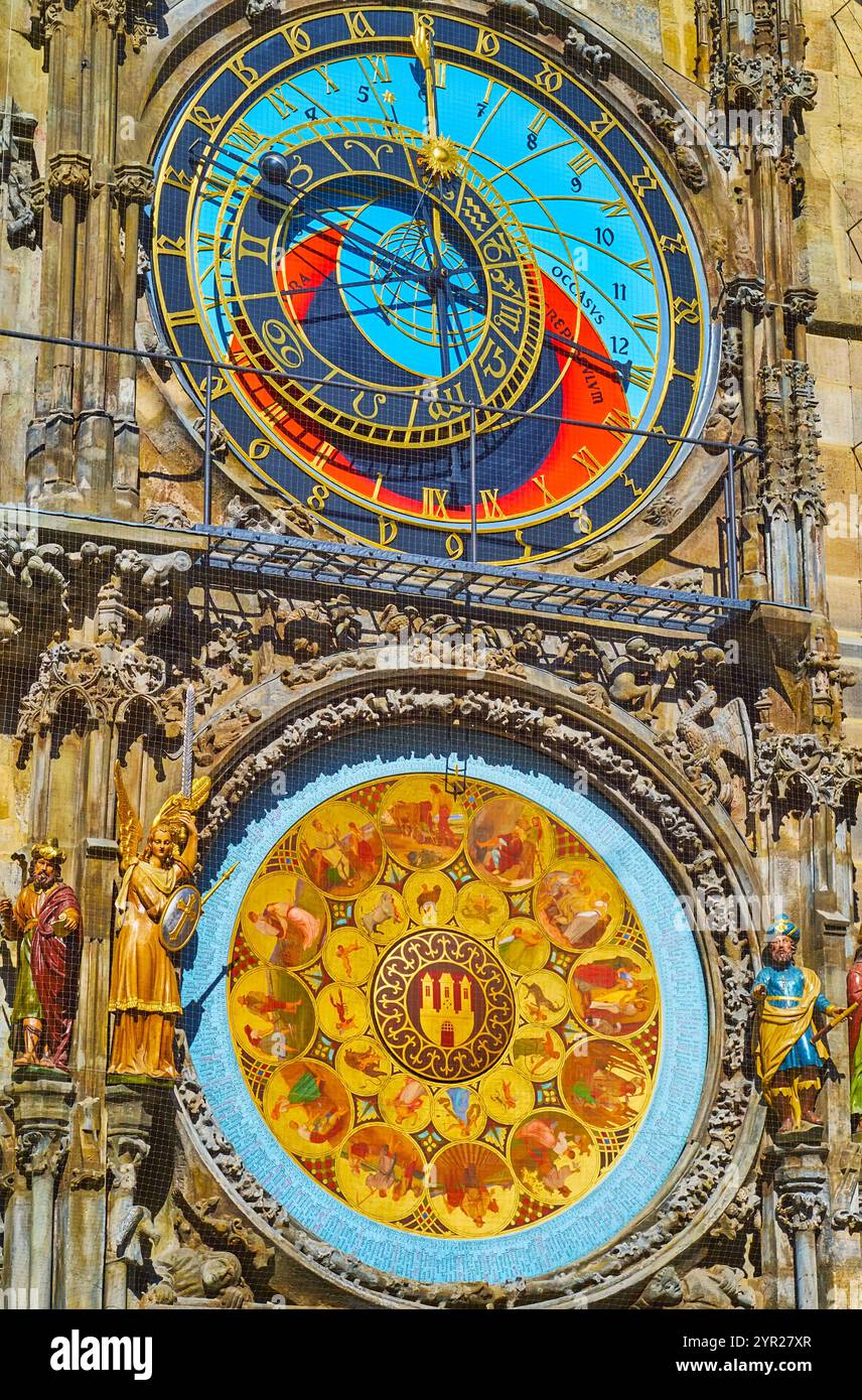 The richly decorated Prague Orloj astronomical clock on the Old Town ...