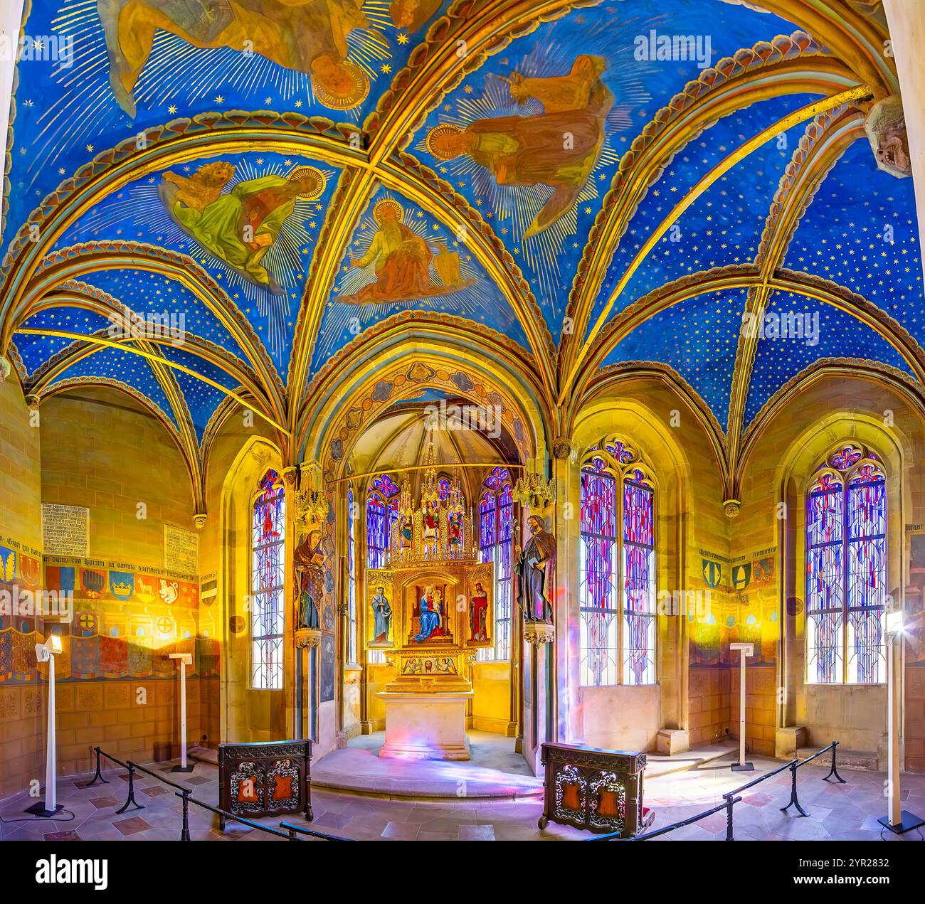 Panorama of Old Town Hall Chapel with sculptured gilt altarpiece ...