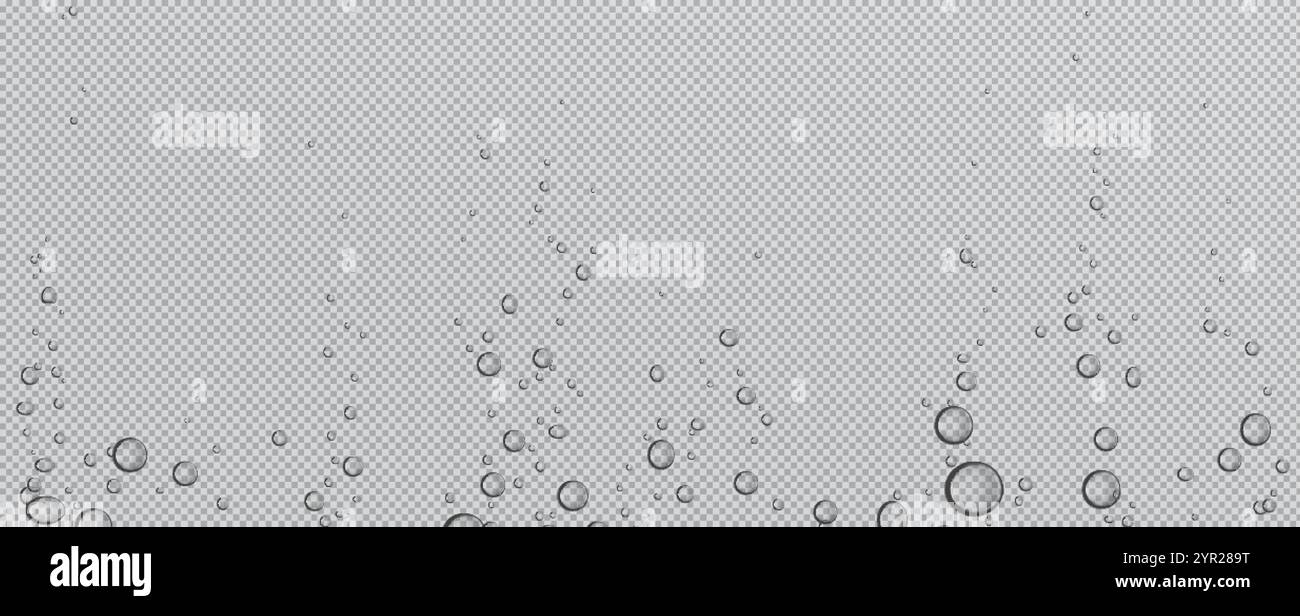 Fizzy water bubbles floating on transparent background. Multiple sized ...