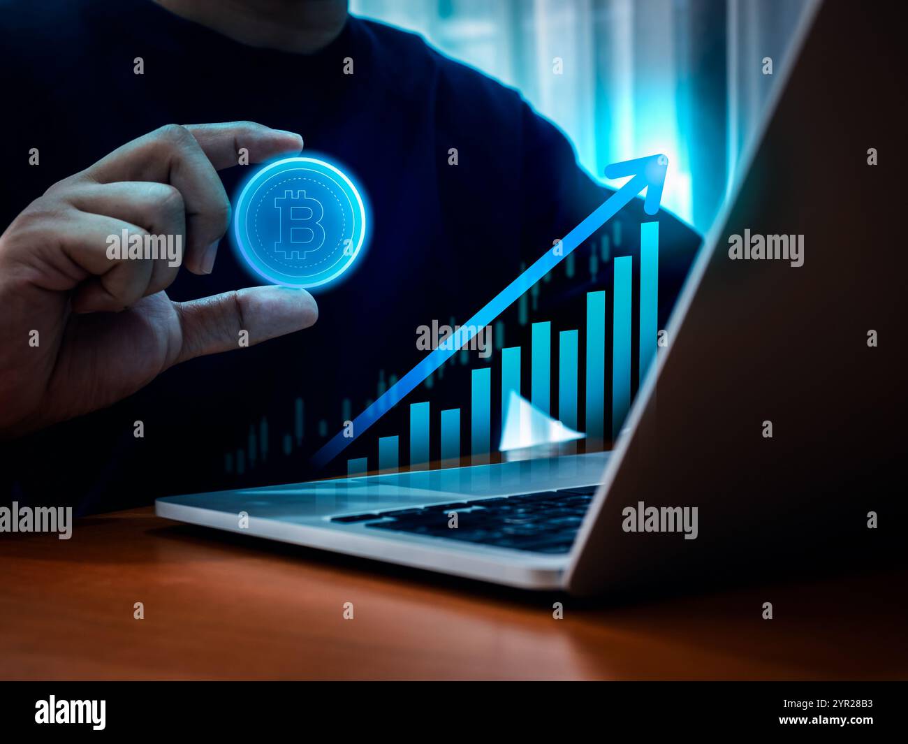 Cryptocurrency, bitcoin, business and technology background. Blue ...