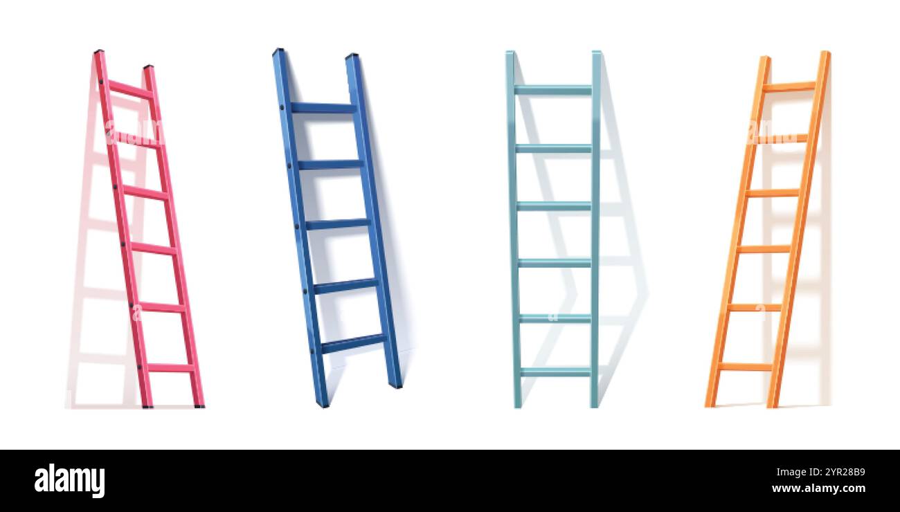 Ladder mockups set isolated on white background. Vector realistic ...