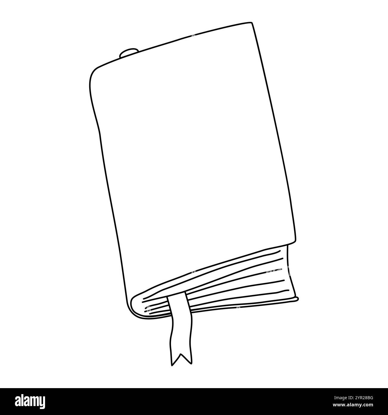 Book with a bookmark, doodle style flat vector outline illustration for ...