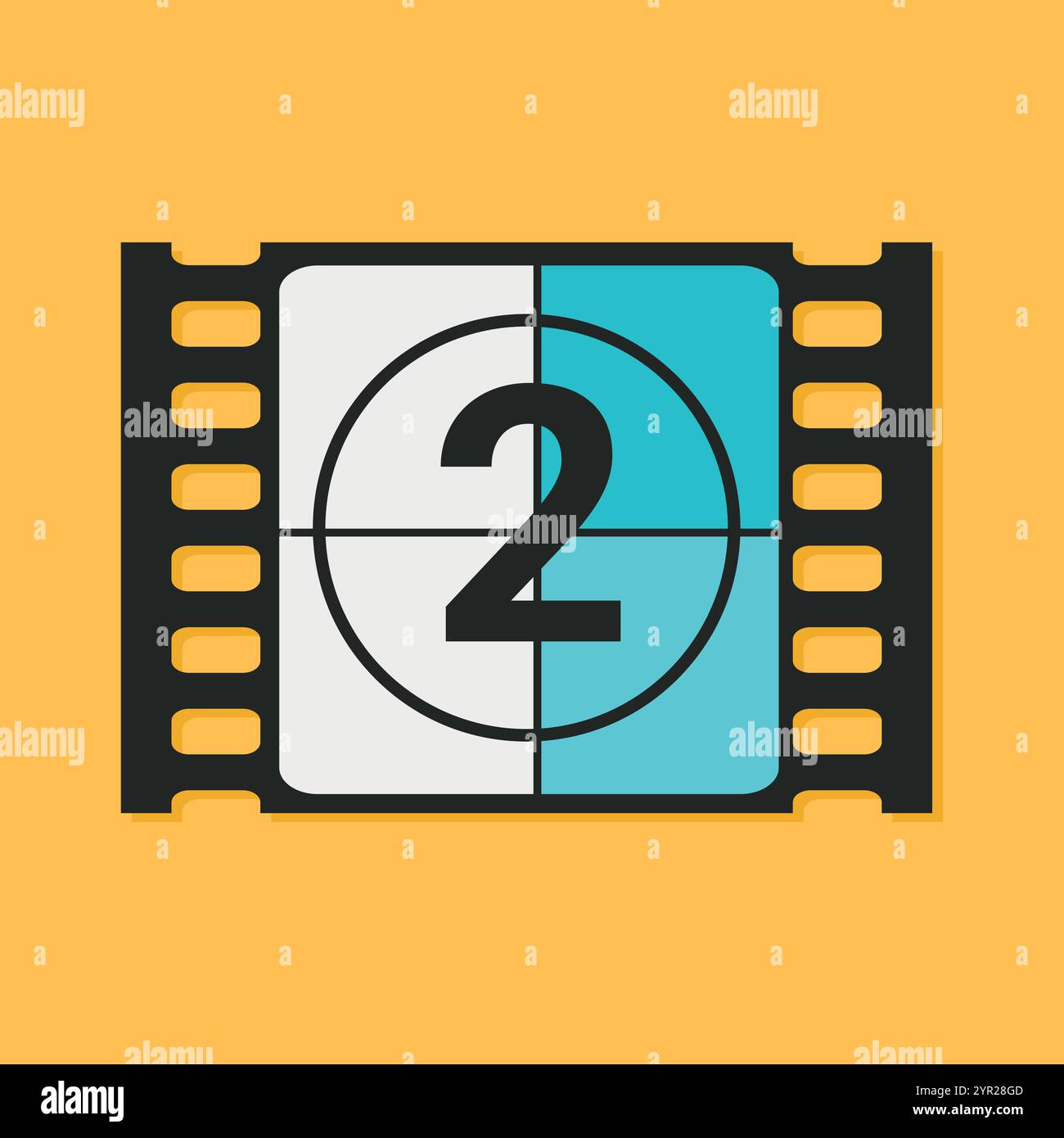 Cinema movie screen countdown icon. Retro cinema movie timer counter ...