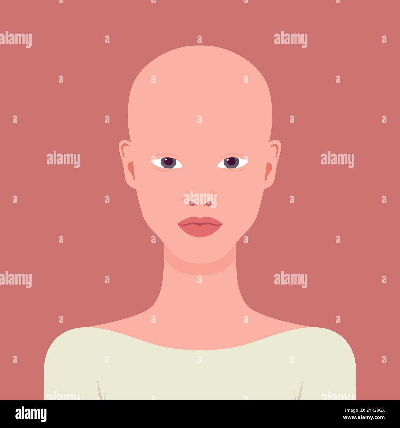 Young beautiful bald woman portrait. Beautiful bald girl avatar. Female ...