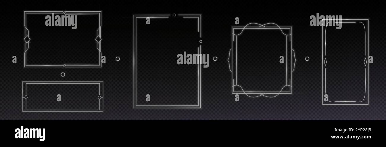 3d silver thin frame. Rectangle shape metal border. Decorative platinum ...
