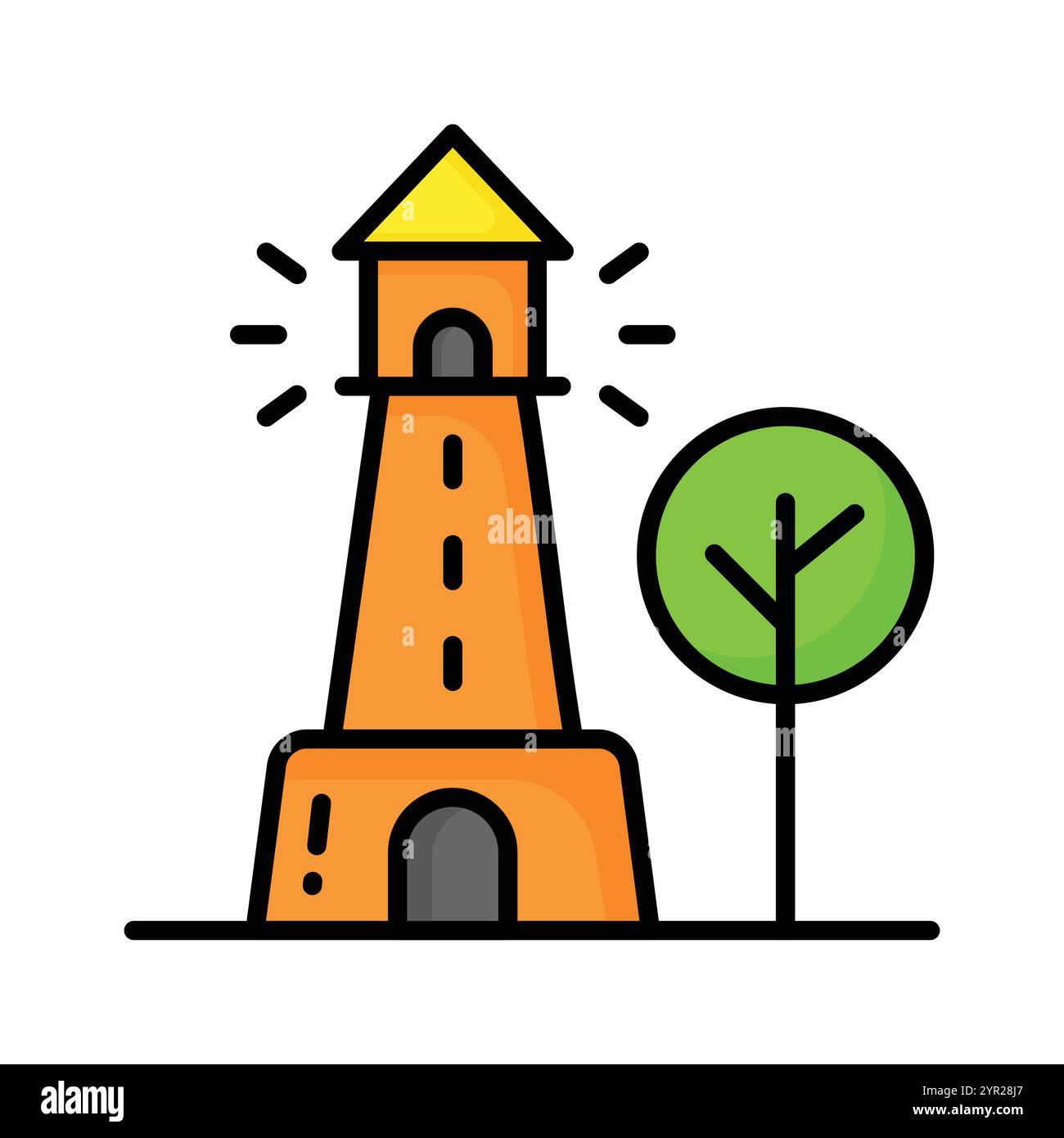 A tower containing a beacon light to warn or guide ships at sea, well ...