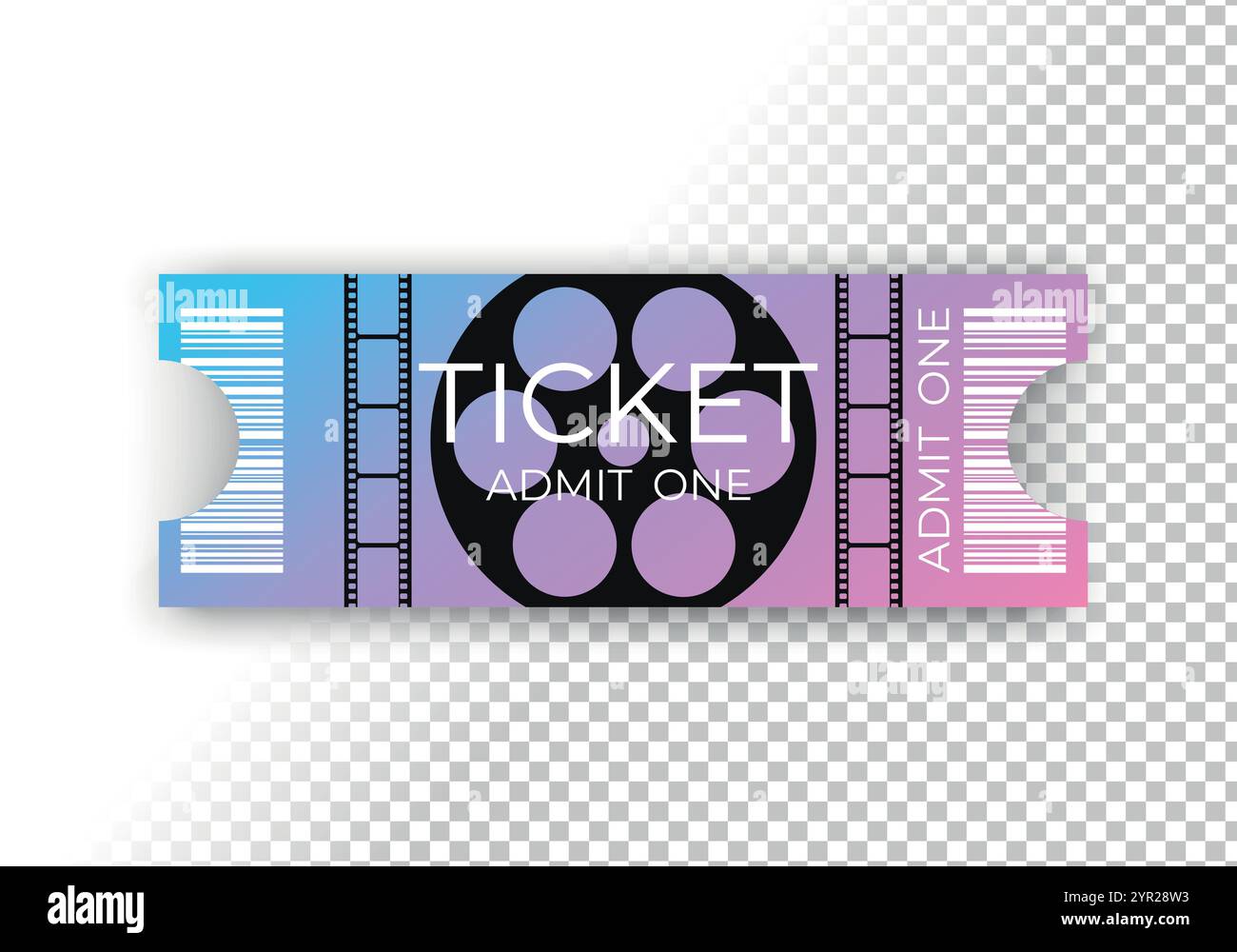 Modern movie or cinema ticket design decorated with film reel and ...