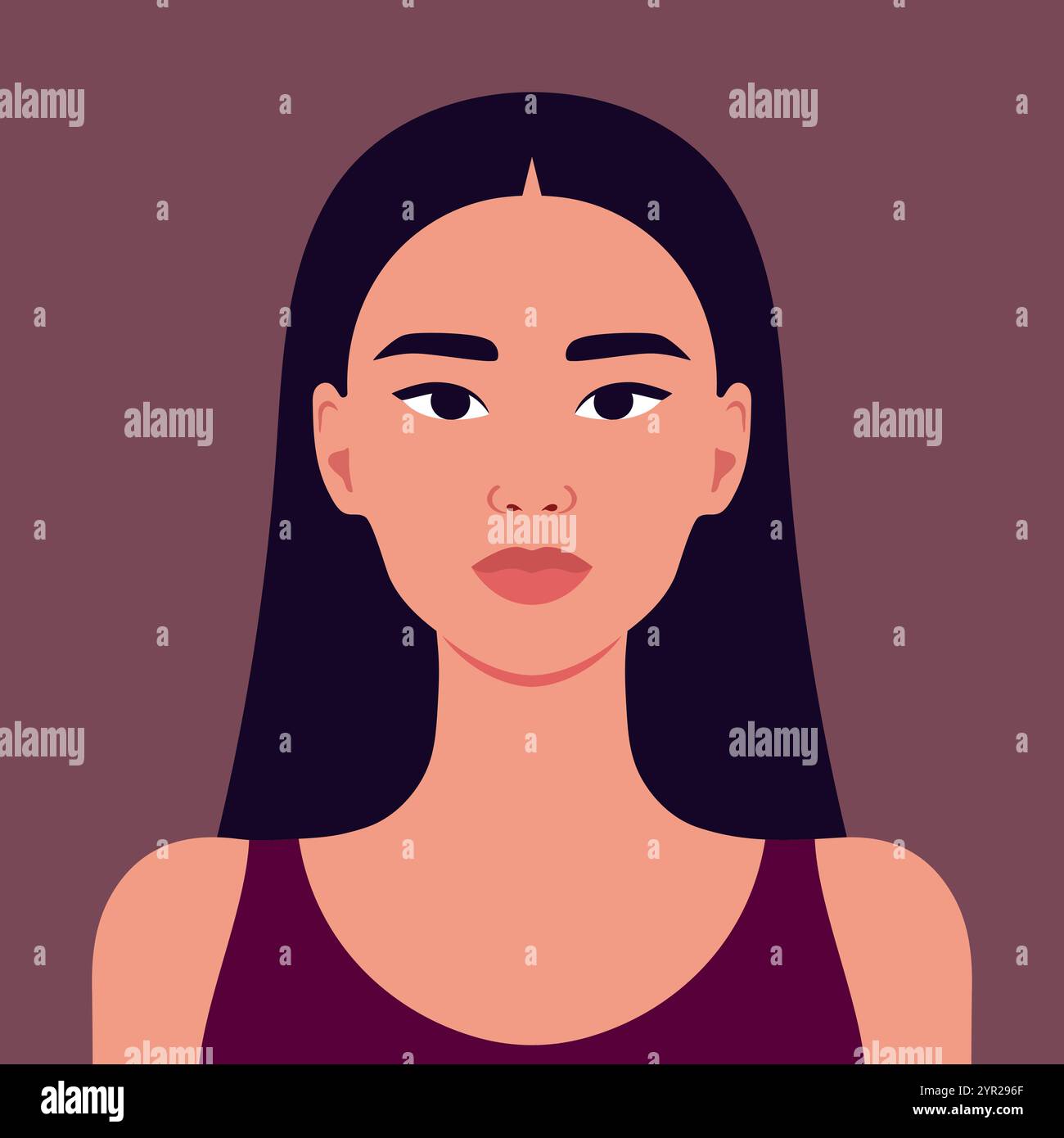 Young Asian woman portrait. Beautiful Asian female avatar. Vector ...