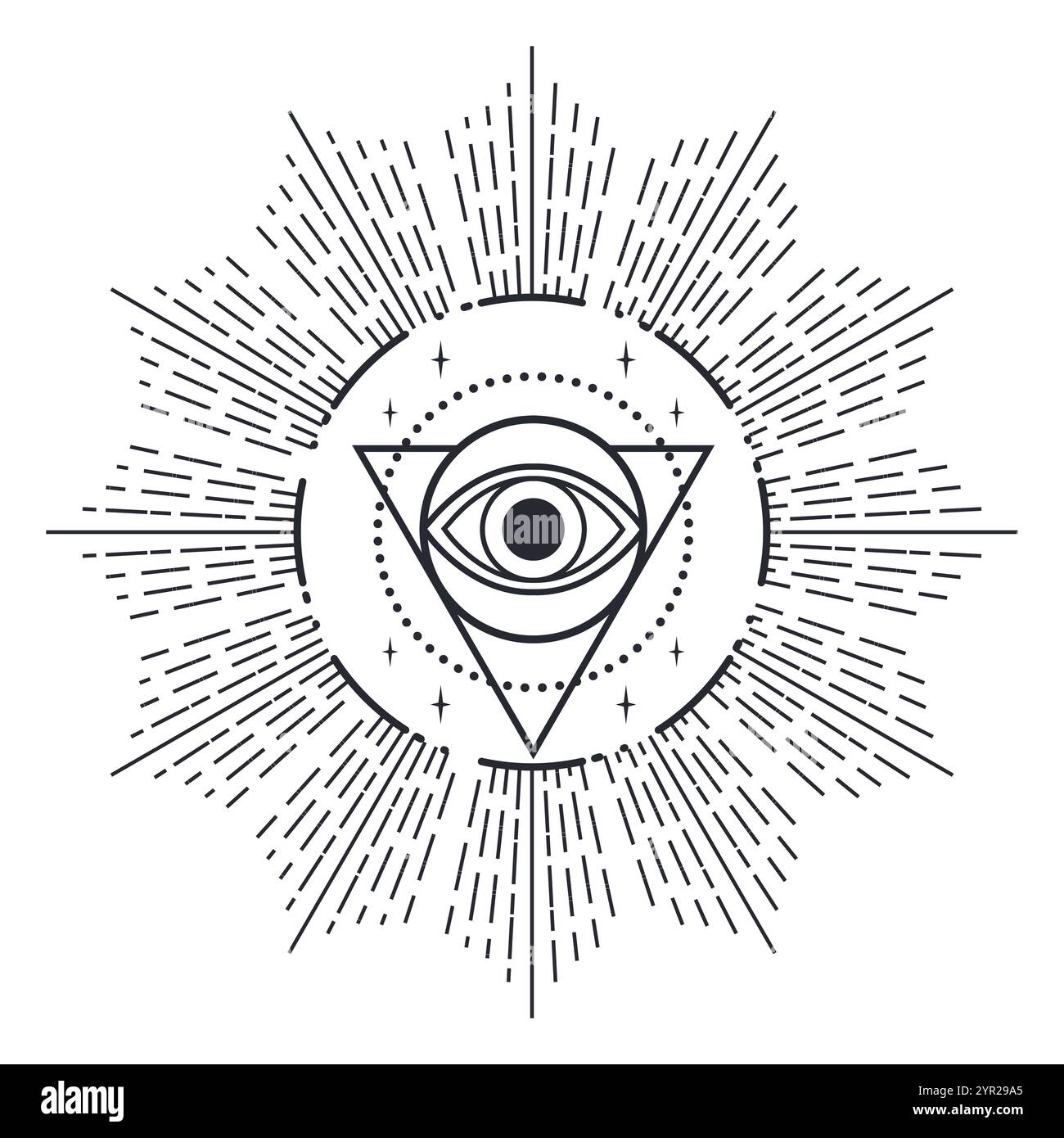 Magic sacred eye symbol in triangle isolated on white background. All ...