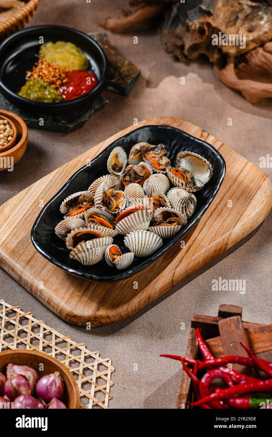 boiled blood clams anadara granosa seafood served with sweet and sour ...