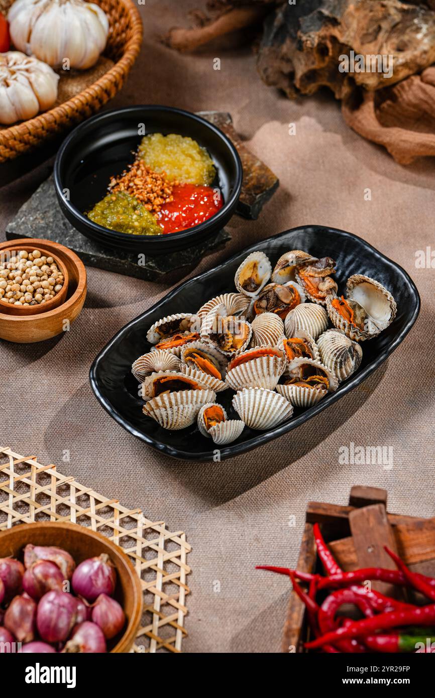 boiled blood clams anadara granosa seafood served with sweet and sour ...