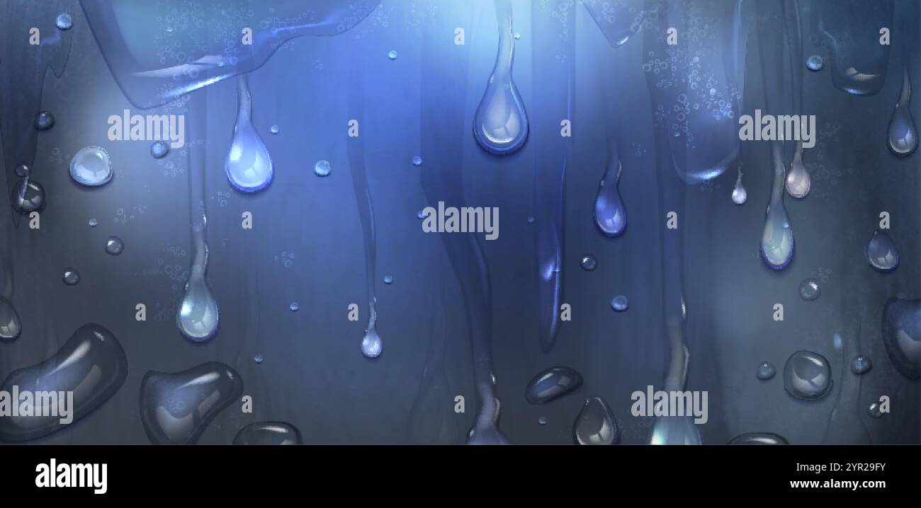 Rain drop on window background. Water droplet vector texture. Realistic ...