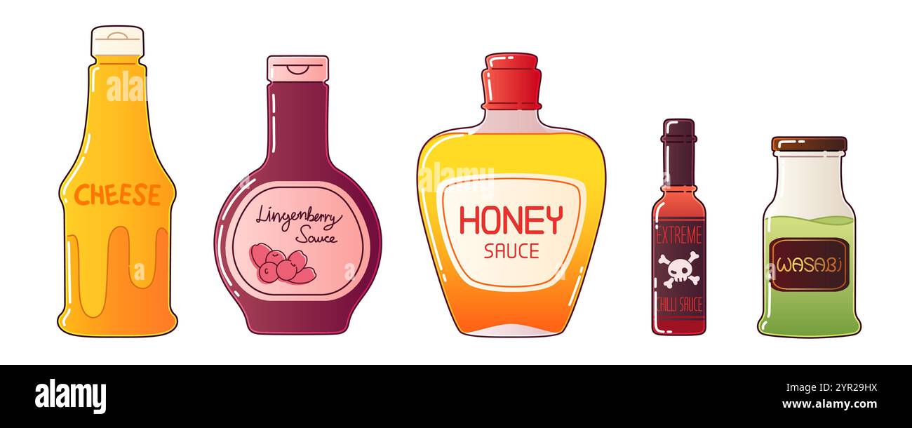 Sauce bottles set isolated on white background. Contemporary vector ...