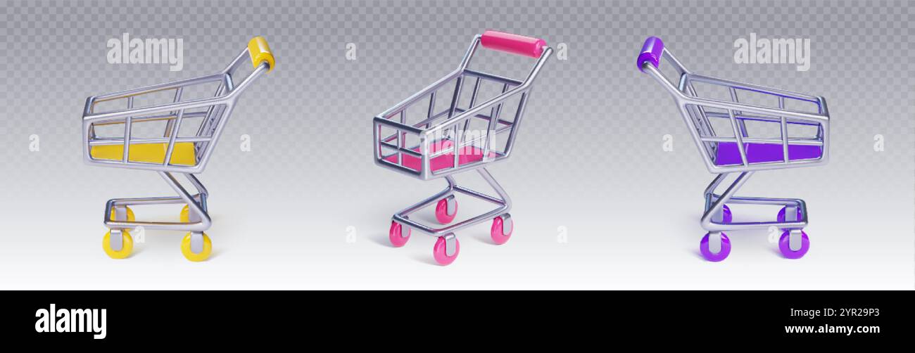 Supermarket carts set isolated on transparent background. Vector ...
