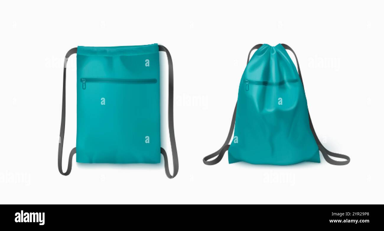 Drawstring bags set isolated on white background. Vector realistic ...