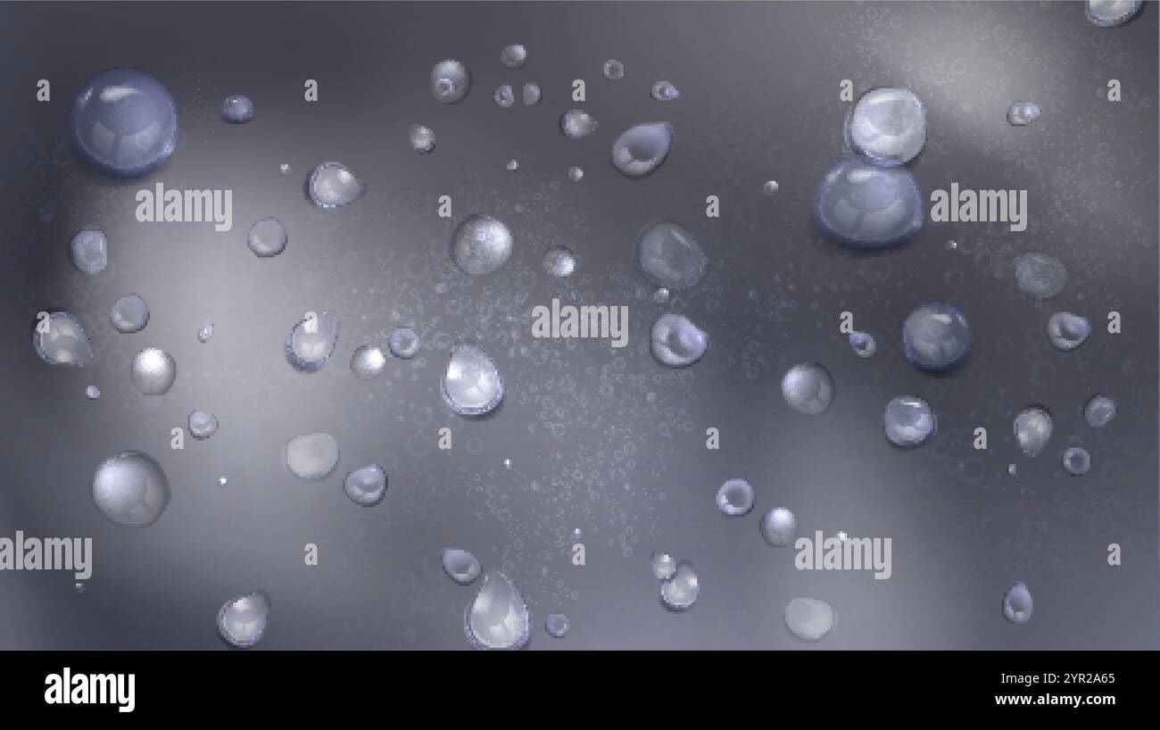 Water droplet background. Dew splash on window glass vector. 3d ...