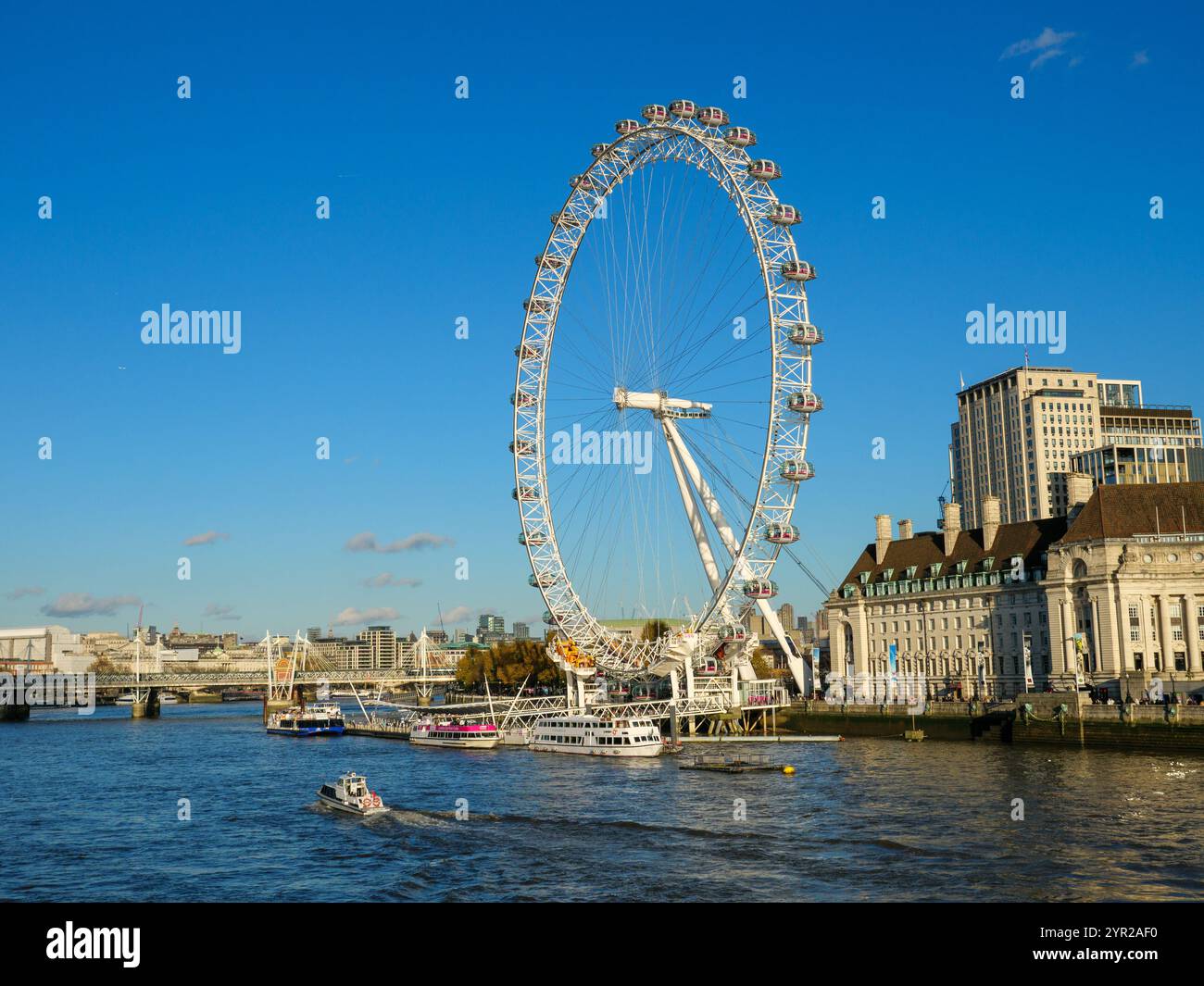 The London Eye observation wheel on the river Thames, London, UK Stock ...