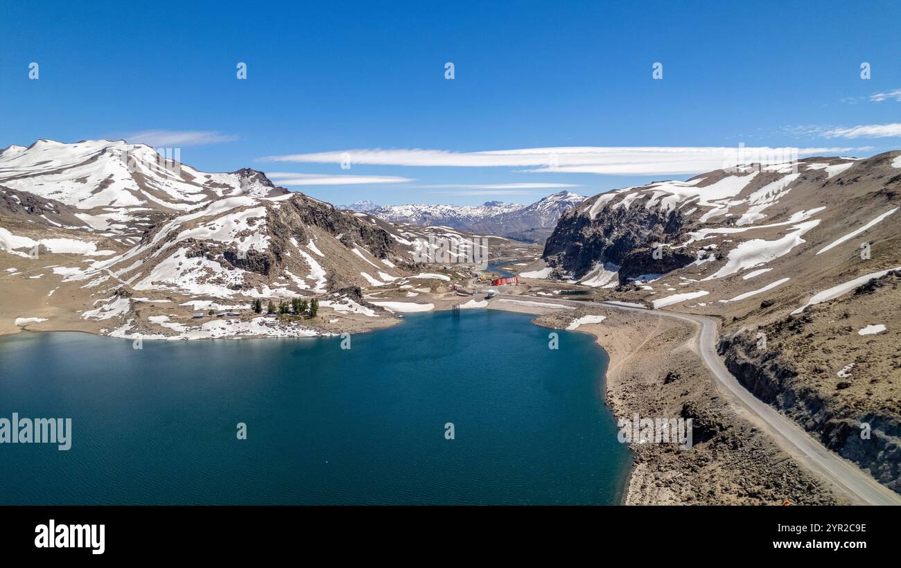 Aerial view of Paso Pehuenche , (Maule Lagoon). Argentina - Chile ...