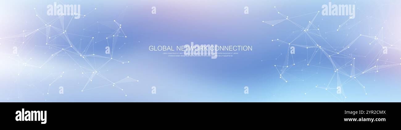 Global network connection banner design template. Header social network ...