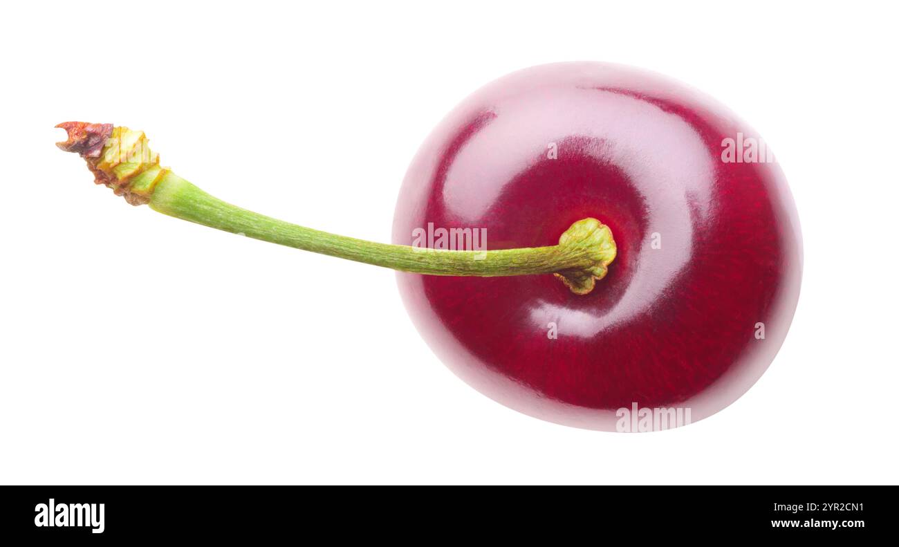 One sweet cherry top view isolated on white Stock Photo - Alamy