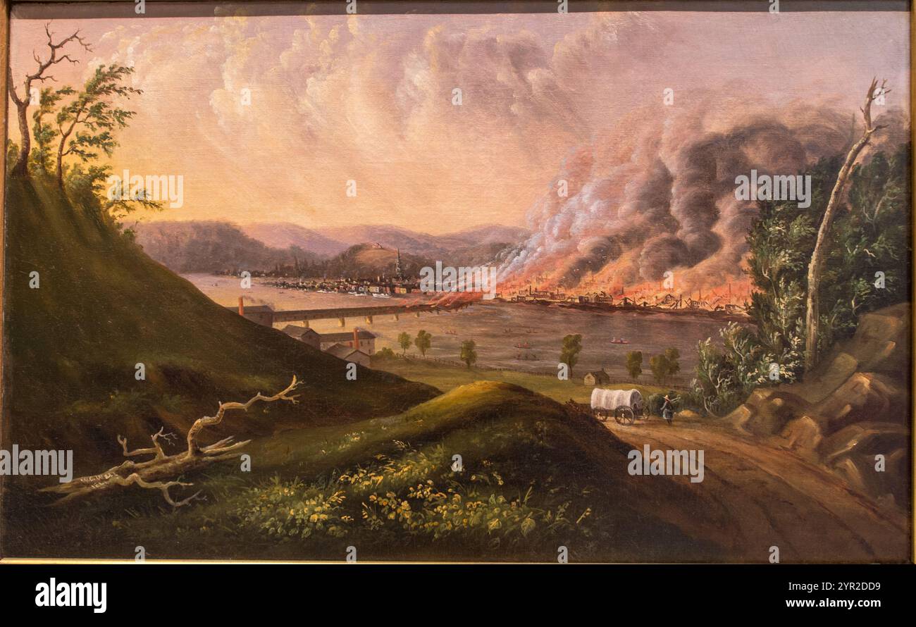 View of the Great Fire of Pittsburgh, 1846, oil on canvas, by William ...