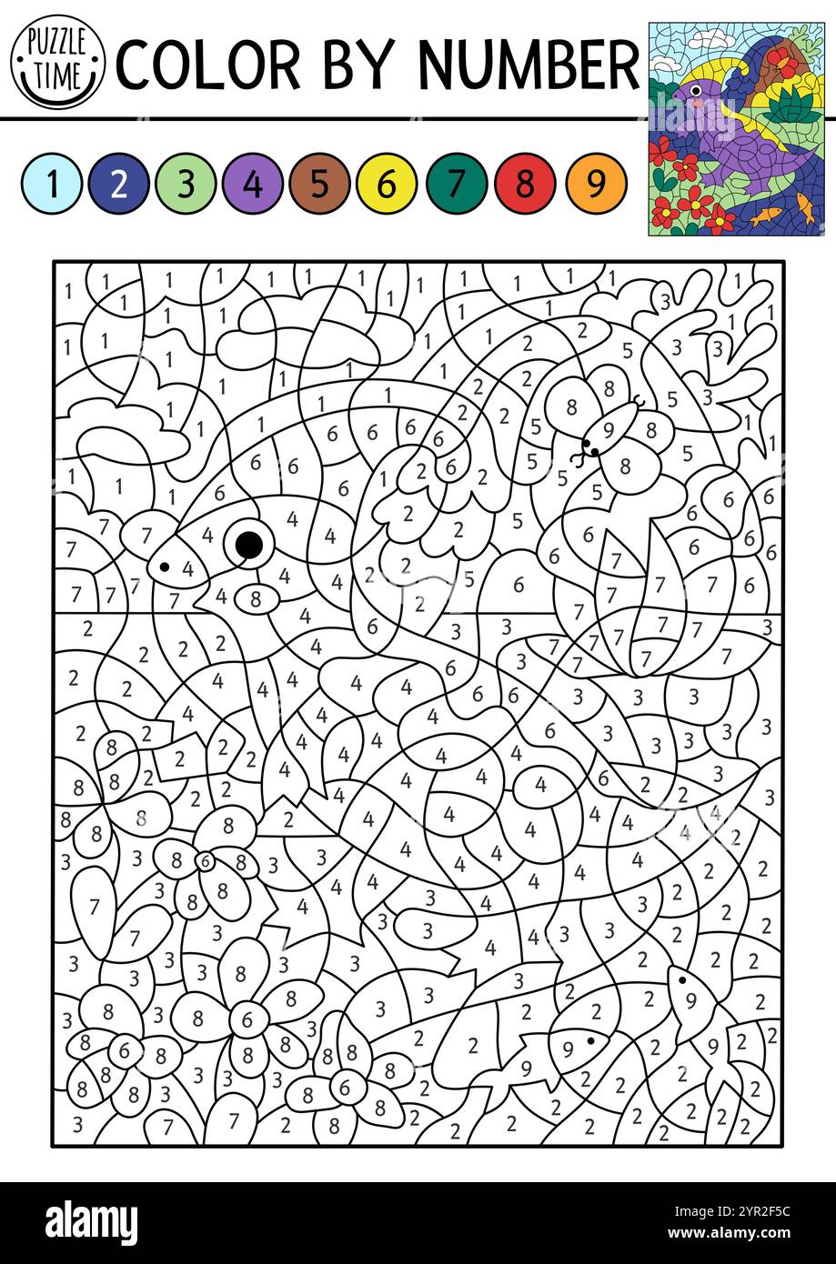 Vector dinosaur color by number activity with Parasaurolophus ...