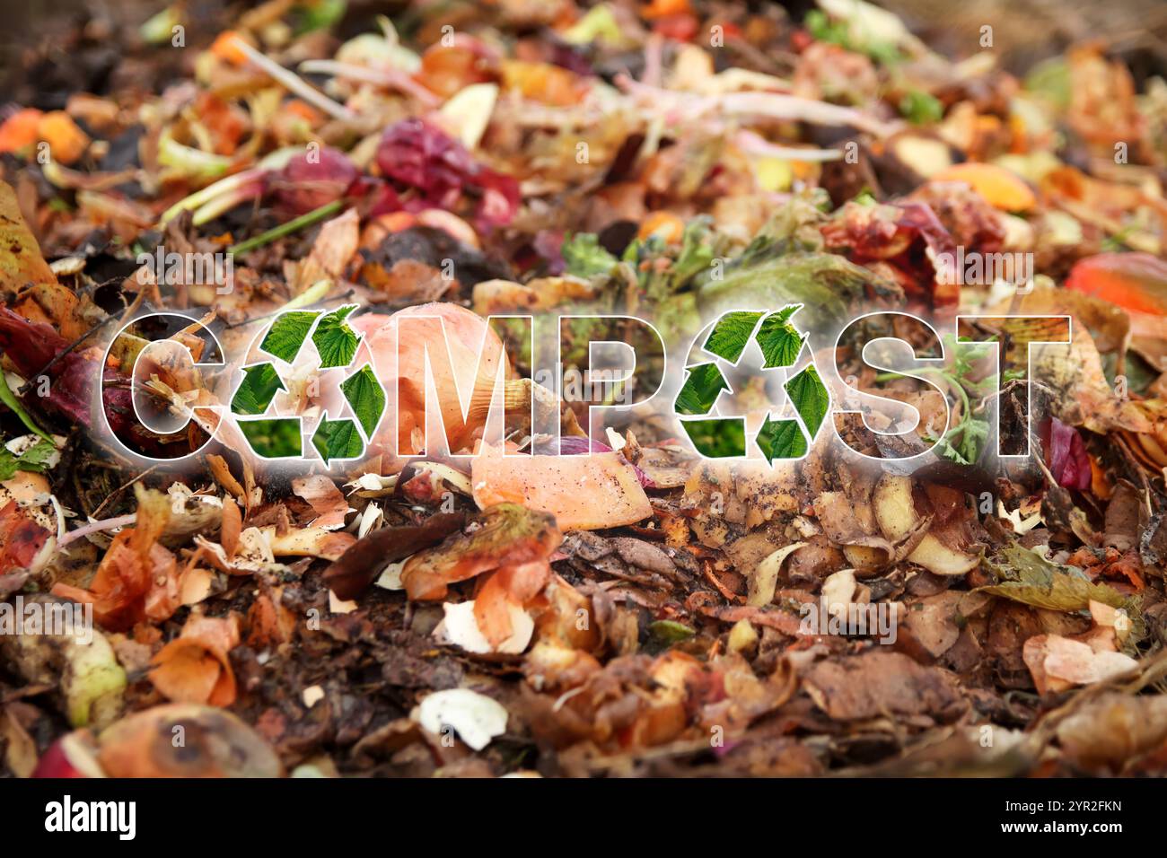 Compost background close up. Compost above the composter with organic ...
